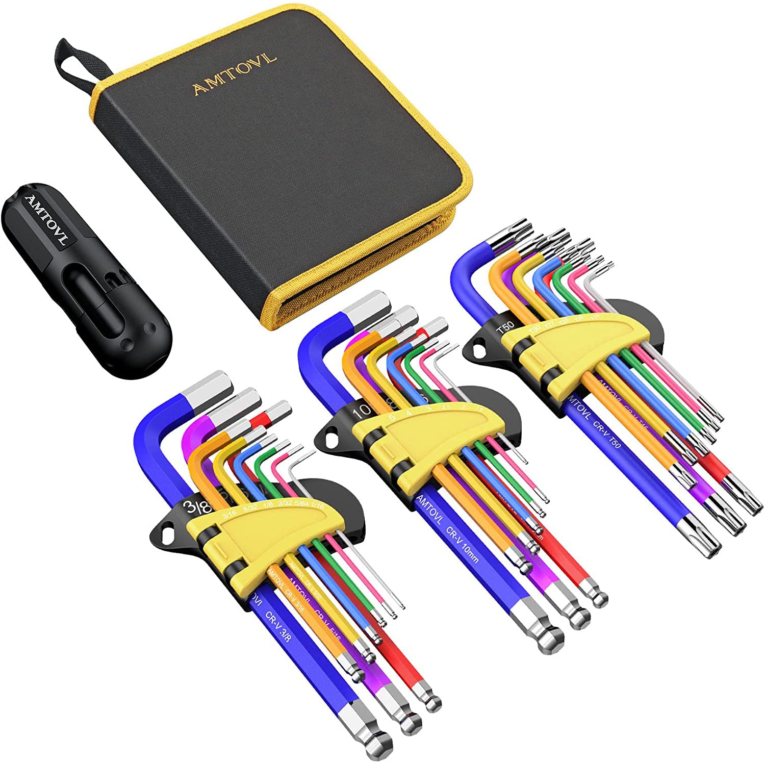 AMTOVL 27PCS Allen Key Set, Metric SAE Allen Wrenches Set with T-Handl – Amtovl