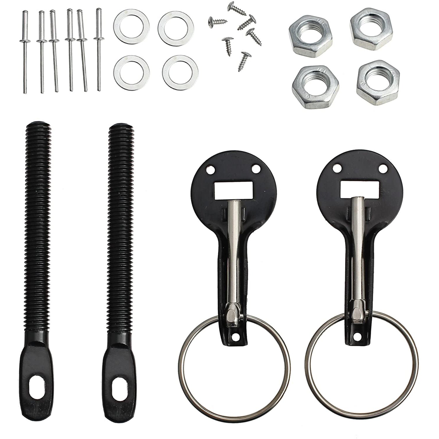 Universal Car Vehicle Hood Mount Bonnet Latch Catch Pin Key Locking Ki ...